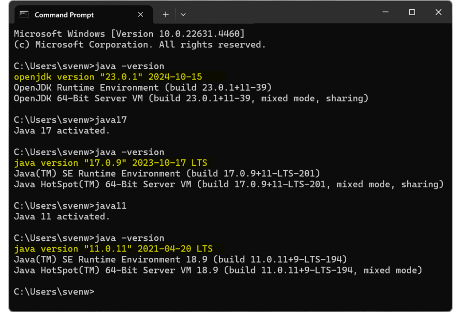 How to Change Java Versions in Windows (up to Java 23)