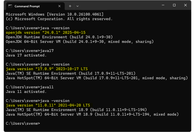 How to Change Java Versions in Windows (up to Java 25)