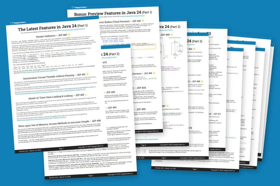Java-Versions PDF Cheat Sheet (updated to Java 25)